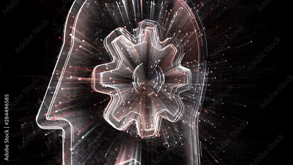 4k AI Artificial Intelligence people head tag cloud;binary computer code.The Matrix binary text ...