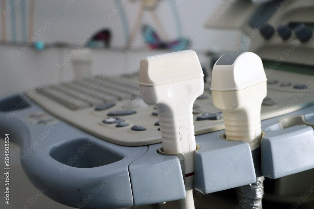 Workplace of the doctor of ultrasound diagnostics. Medical clinic ...