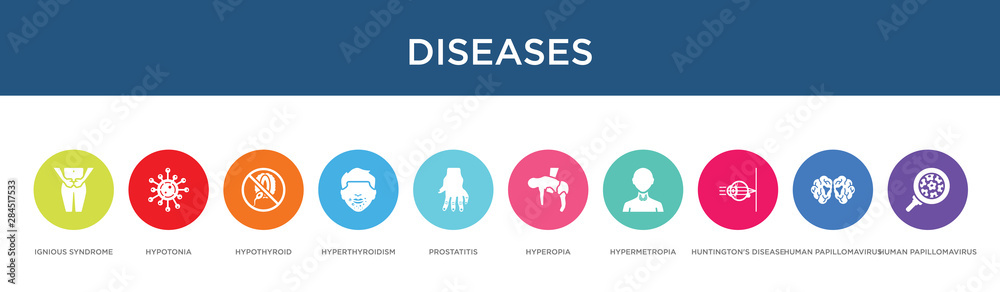 diseases concept 10 colorful icons Stock Vector | Adobe Stock