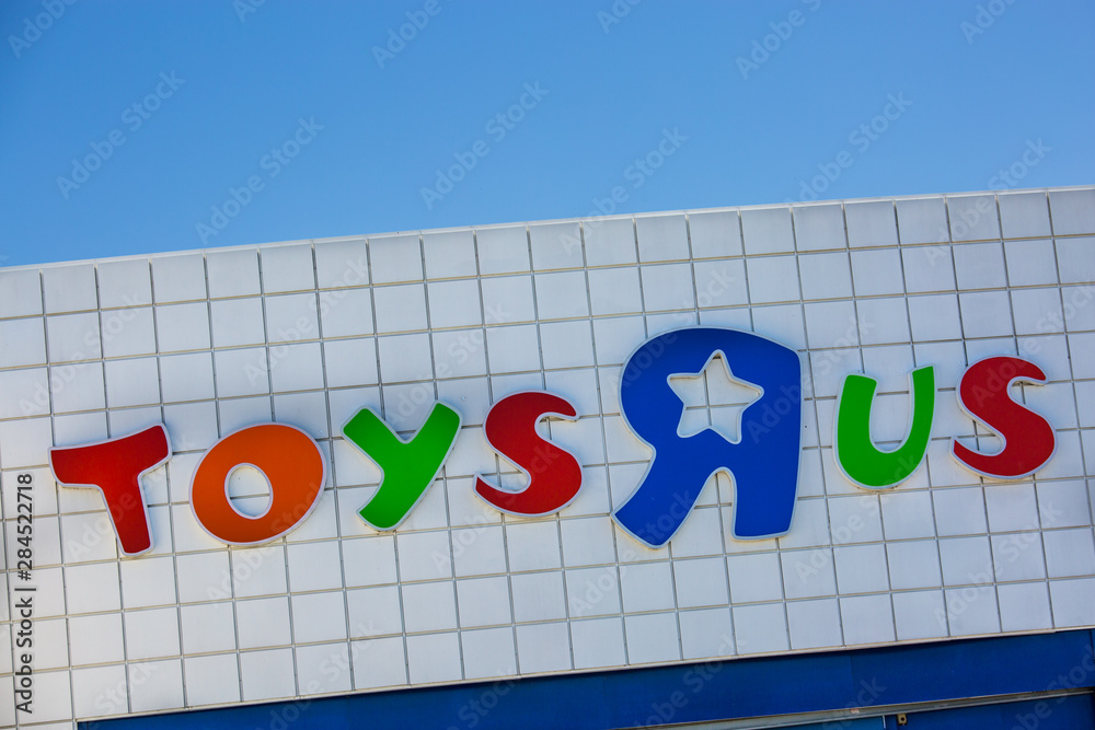 Toys R Us sign board over shop Stock Photo | Adobe Stock