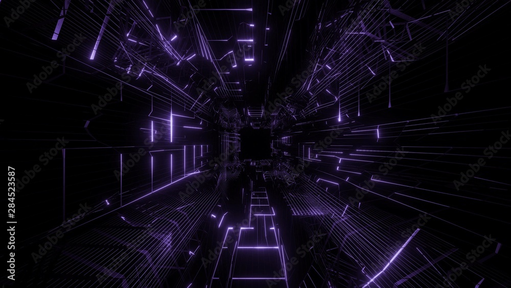purple wireframe design with nice reflection 3d rendering background ...