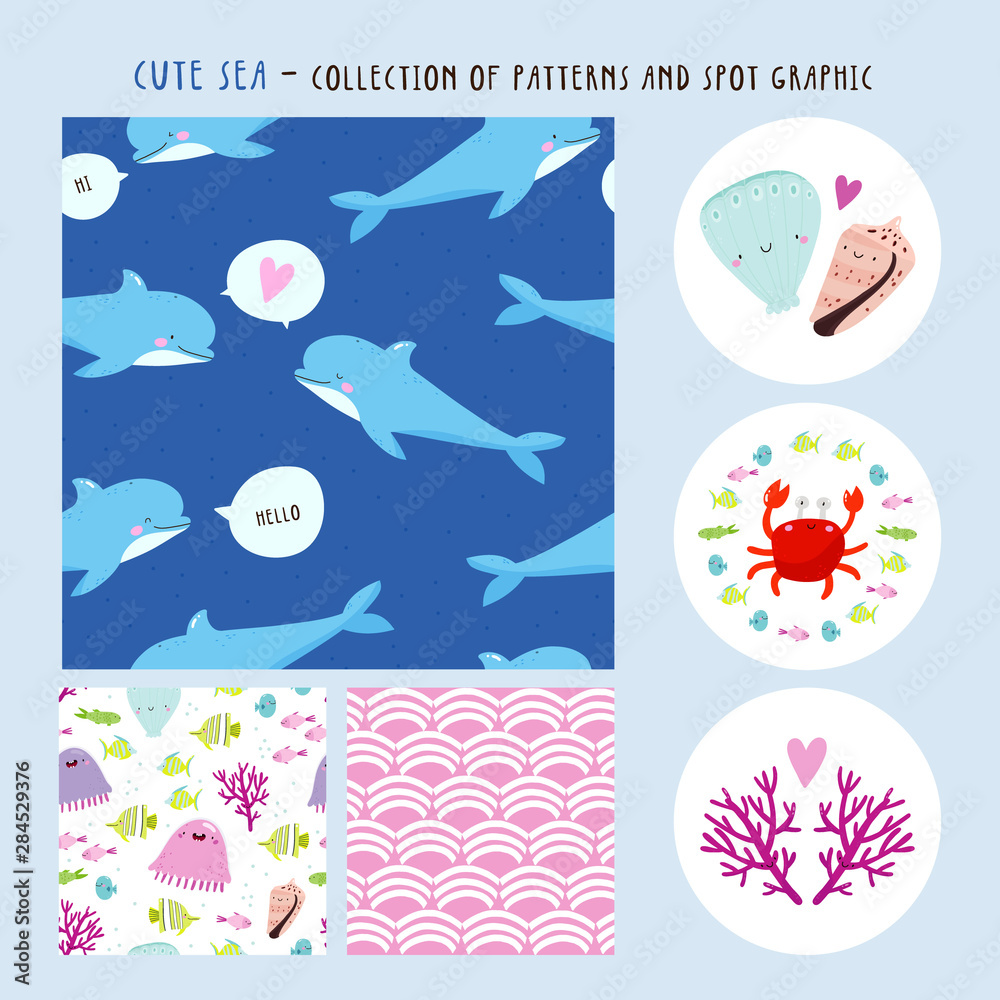 Super cute vector collection of 3 different Patterns and Spot graphics ...