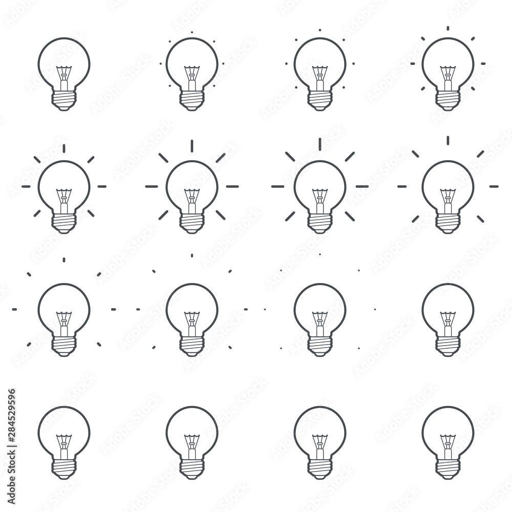 Light bulb shining outline animation sprite sheet Stock Vector | Adobe ...