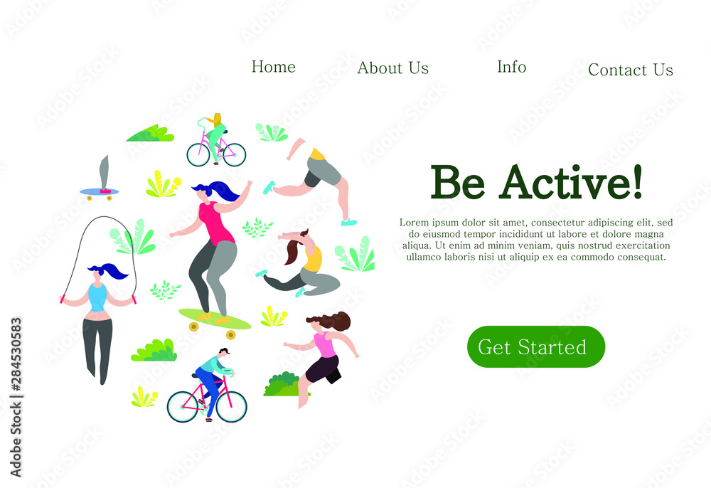 Sport Training Outdoors. Be Active and Healthy Vector Illustration ...
