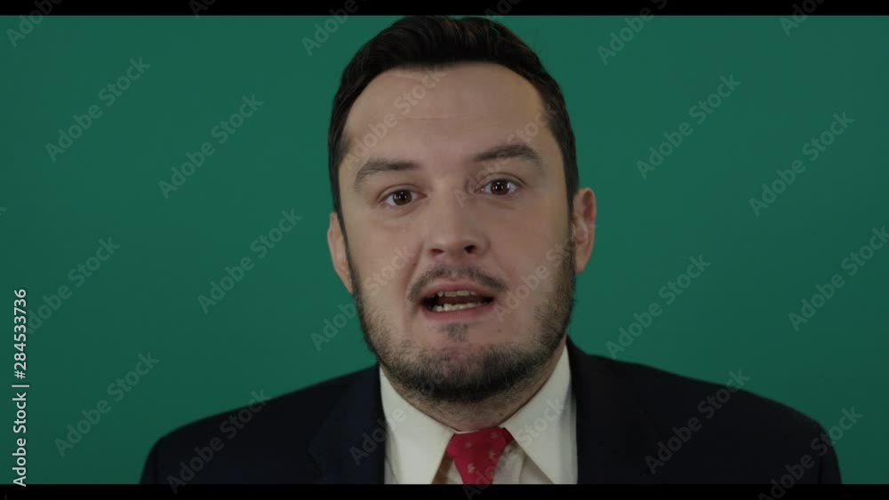 Man politics. Portrait of political fool giving a deceitful speech on ...