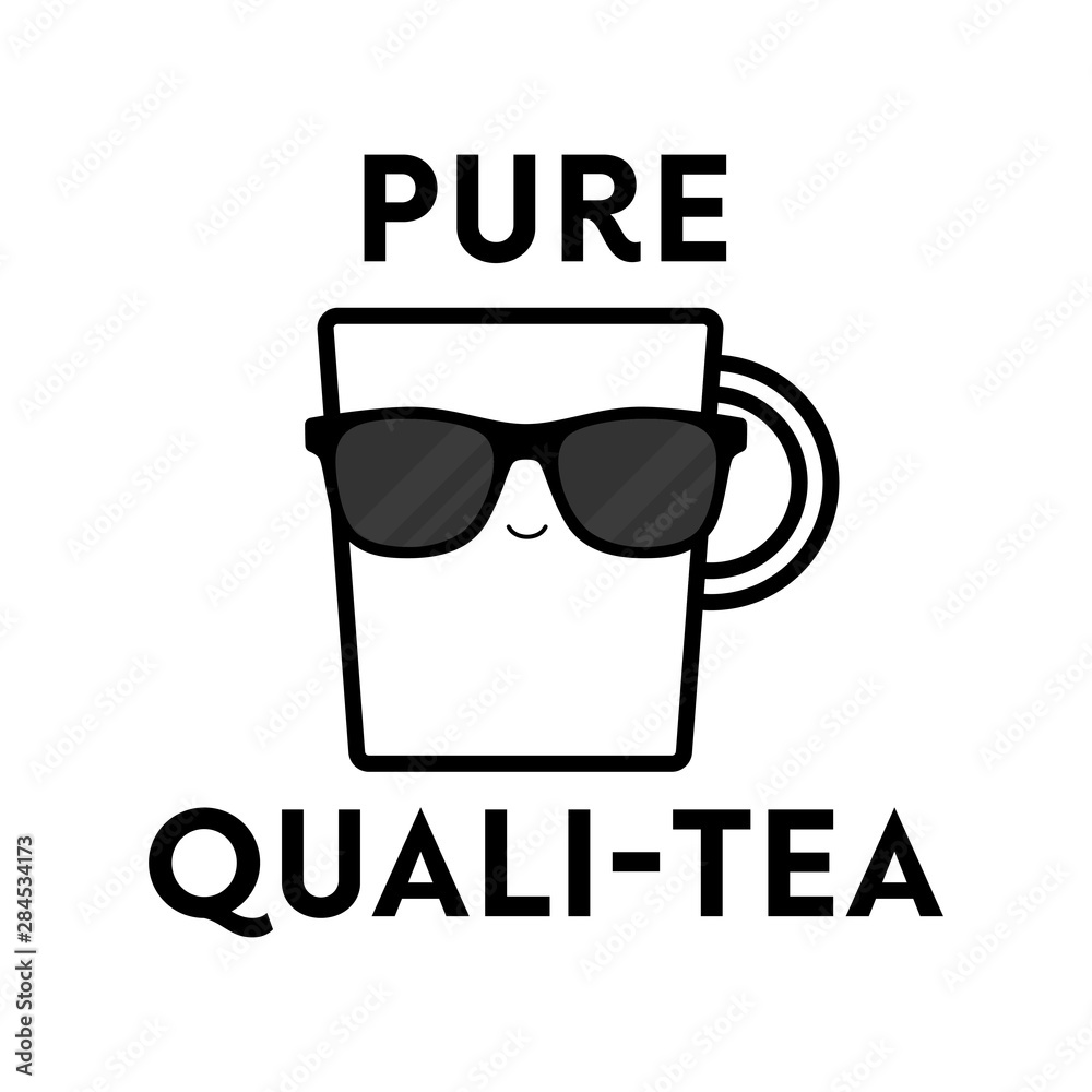 Digital illustration of a teacup character wearing sunglasses with the ...