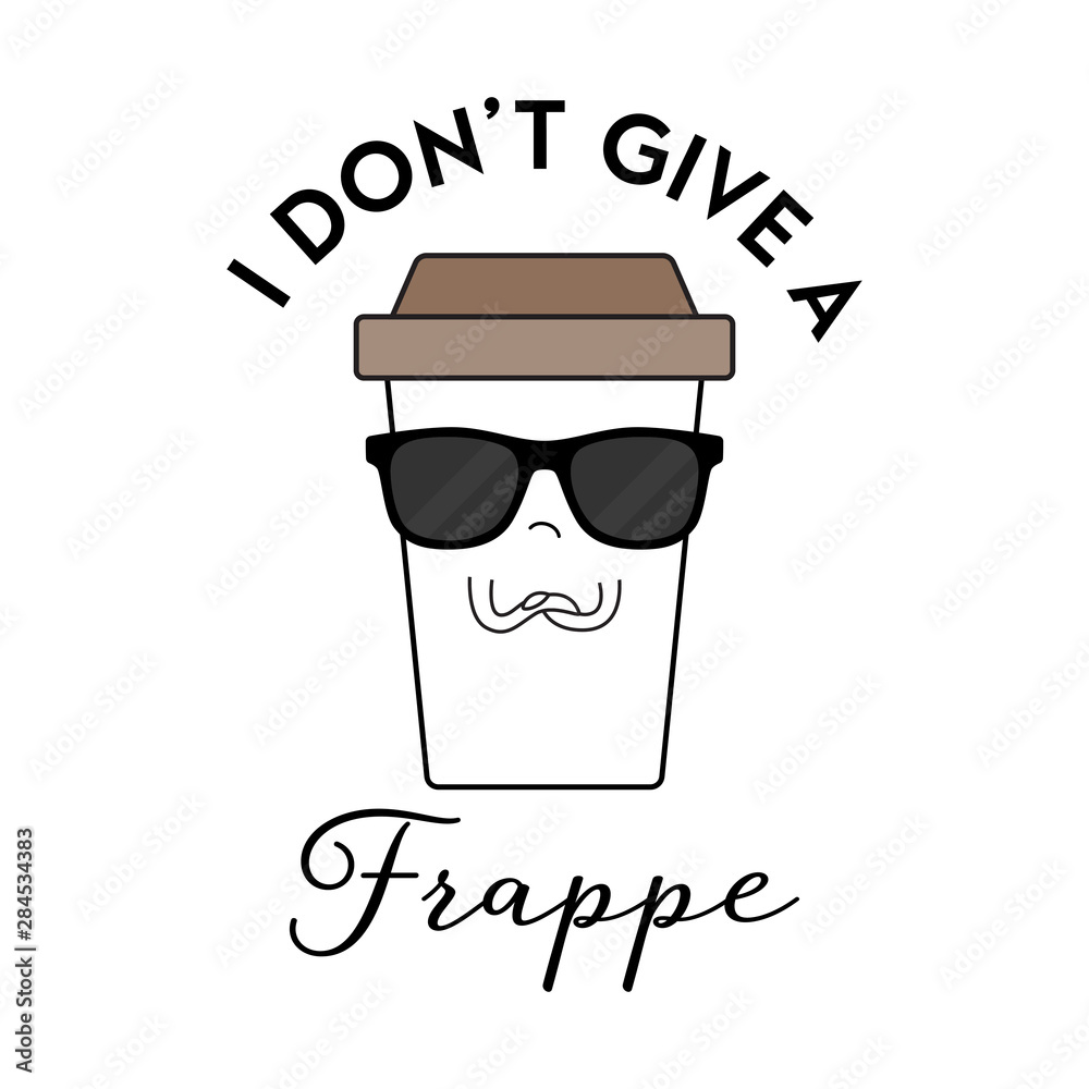 Digital illustration of a coffee cup character wearing sunglasses with ...
