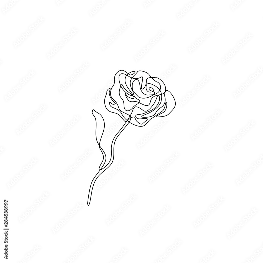 Rose continuous line drawing, tattoo, print for clothes and logo design ...
