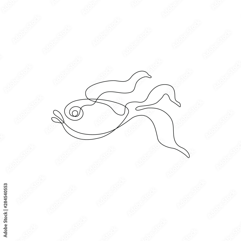 Fish continuous line drawing, tattoo, print and logo design, beautiful ...