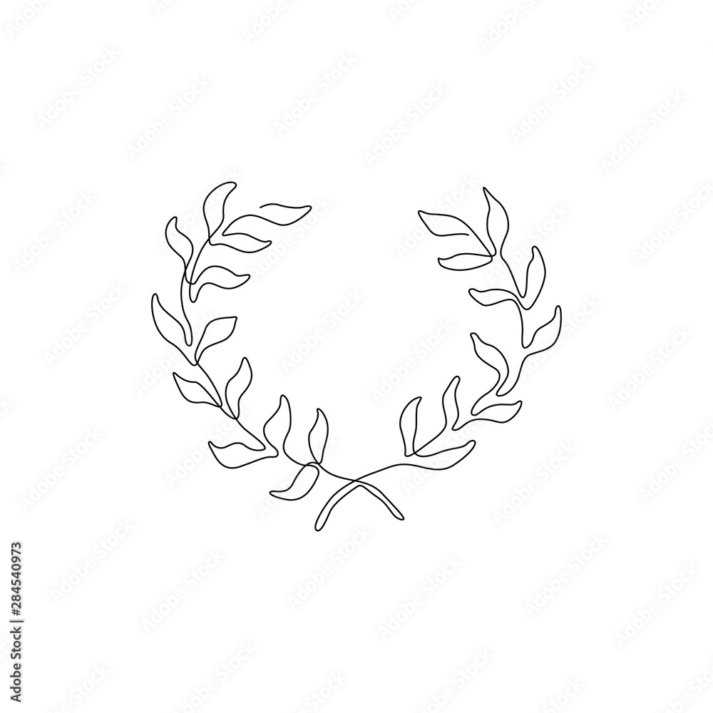 Laurel wreath icon, continuous line drawing, tattoo, print for clothes ...