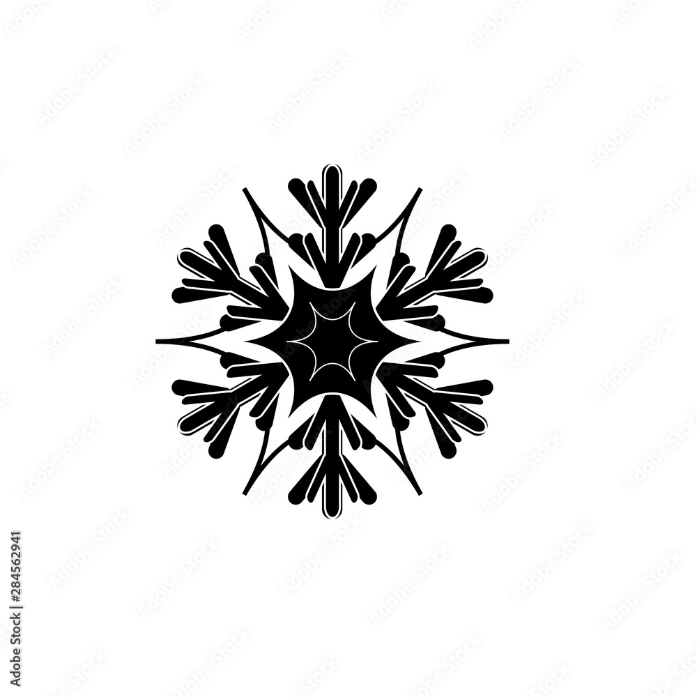Snowflake sign. Silhouette design black snowflake on white background ...