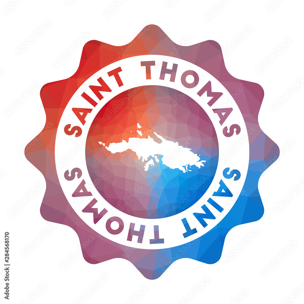 Saint Thomas low poly logo. Colorful gradient travel logo of the island ...