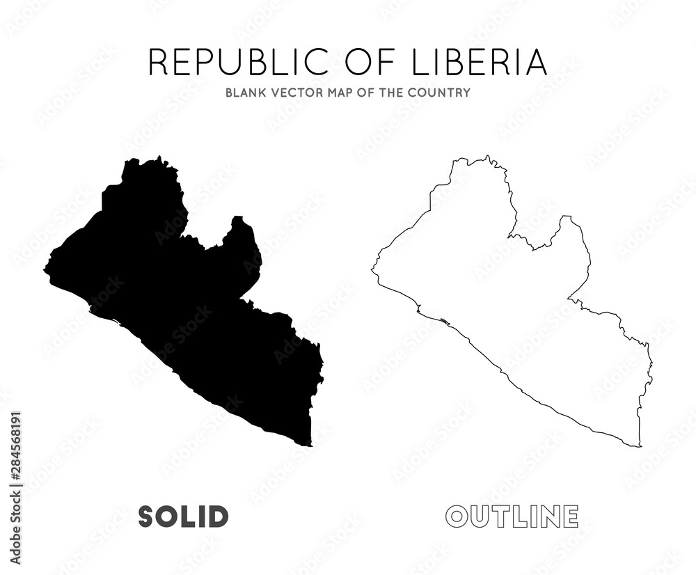 Liberia map. Blank vector map of the Country. Borders of Liberia for ...