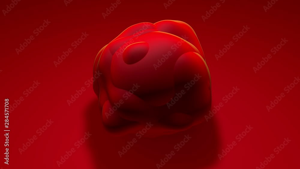3D animation of a red ball similar to a viral organism. Animation for ...