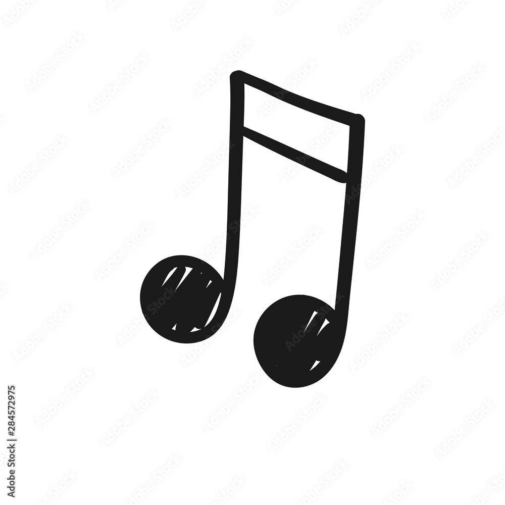 Music note doodle icon, hand drawn musical symbol Stock Vector | Adobe ...