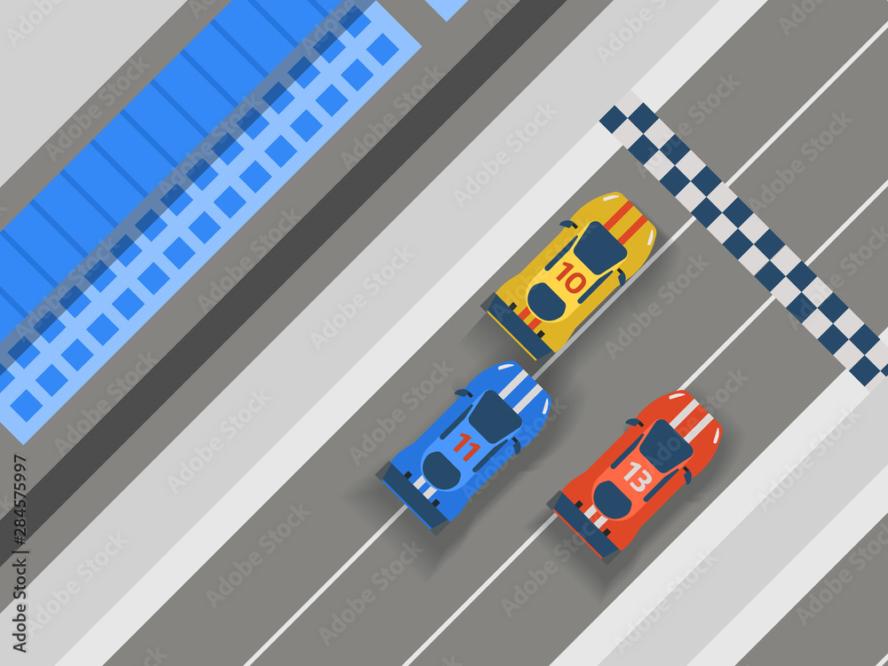 Racing track road, car sport banner illustration. Transportation ...