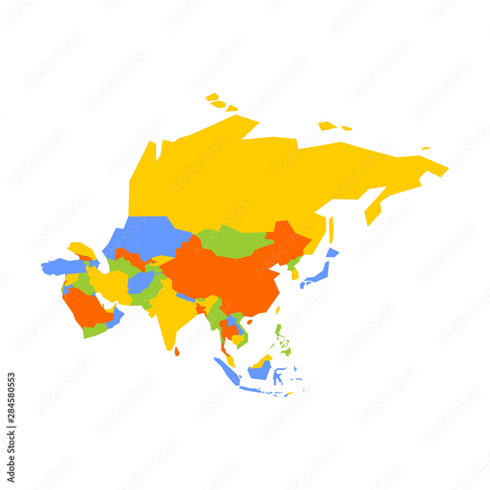 Very simplified infographical political map of Asia. Simple geometric ...