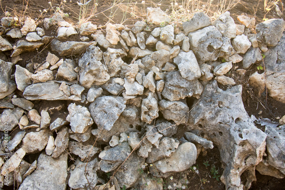 Granular limestone rock surface. Roe stone rock surface. Limestone crag ...