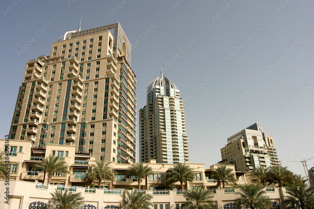 Residential buildings at Dubai in United Arab Emirates. Dubai was the ...