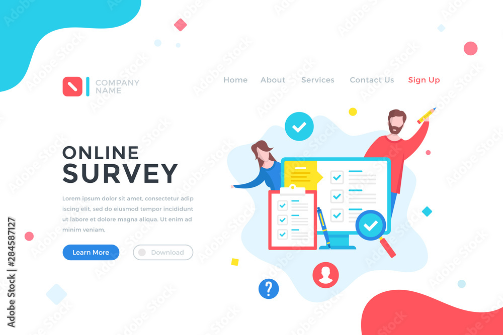 Online survey. Checklist, questionnaire, feedback, quiz concept. Modern ...