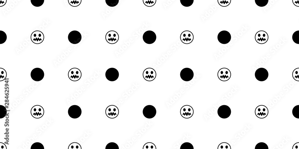 smiley face seamless pattern vector emoji icon Halloween skull ghost ...