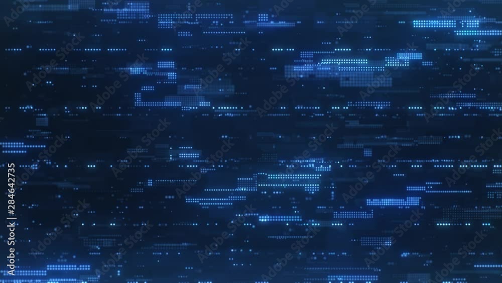 Flying through the abstract high-tech looking particles, which resemble ...