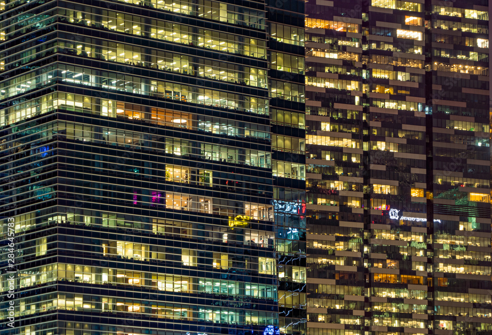 Glass Building Facade Night