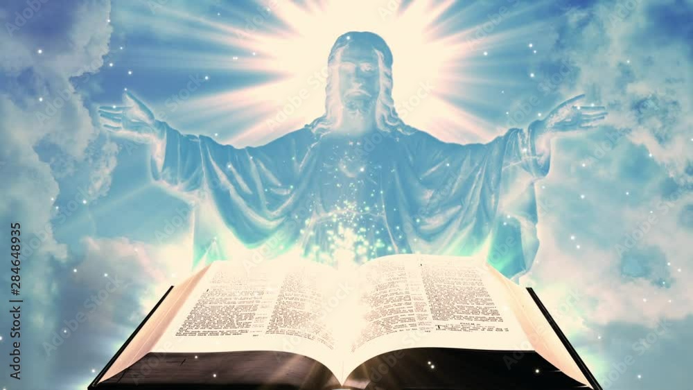 Apparition of Jesus Christ Appears in the Sky with the Holy Bible in ...