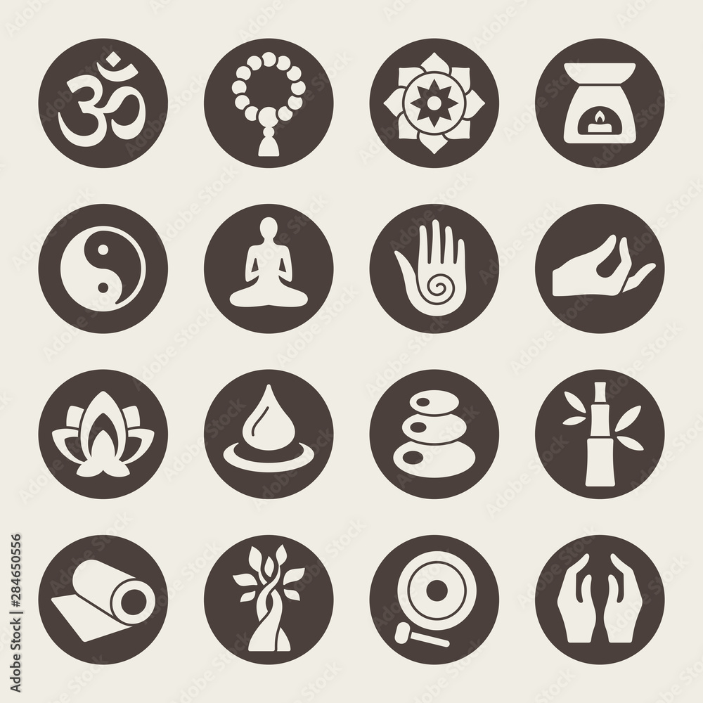 Meditation retreat vector icons Stock Vector | Adobe Stock