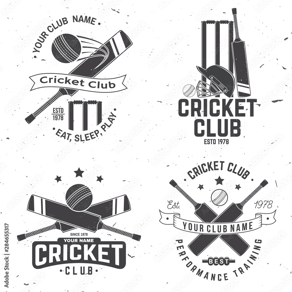 Set of cricket club badges. Vector. Concept for shirt, stamp or tee ...