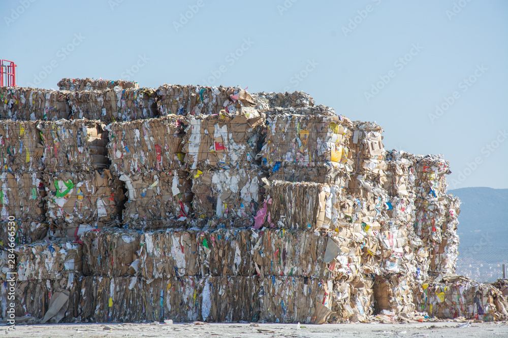 Waste paper is collected and packed for recycling. Cardboard and Paper ...