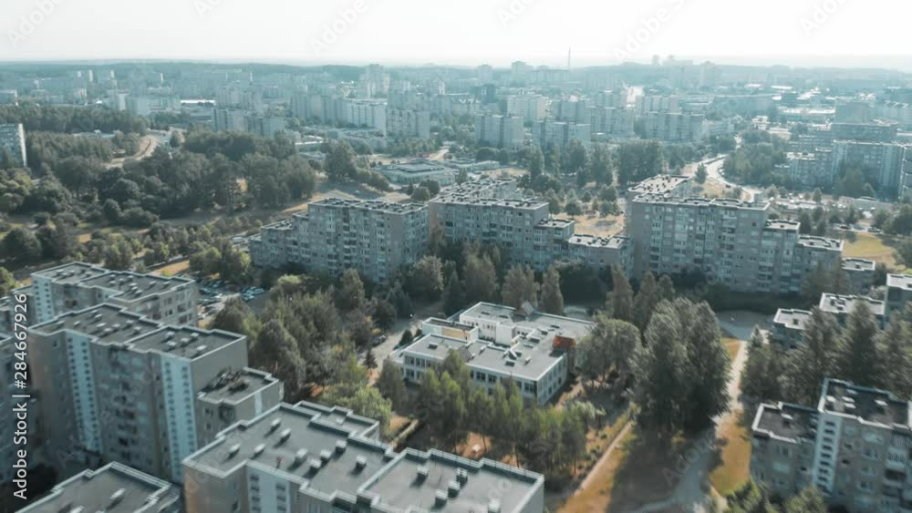 Residential district in Vilnius, Lithuania. Soviet style architecture ...