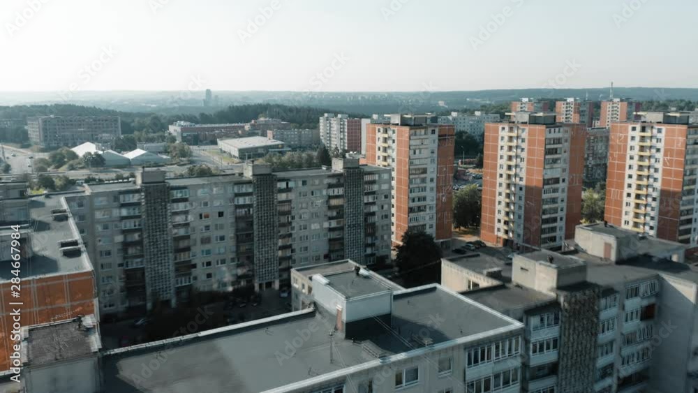 Residential district in Vilnius, Lithuania. Soviet style architecture ...