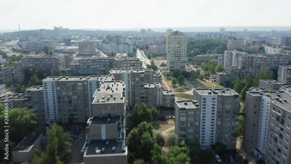 Residential district in Vilnius, Lithuania. Soviet style architecture ...