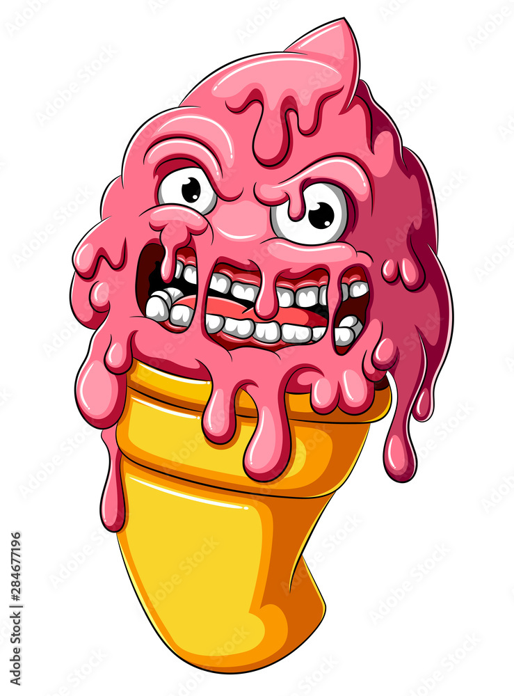 Melting zombie ice cream cartoon Stock Vector | Adobe Stock