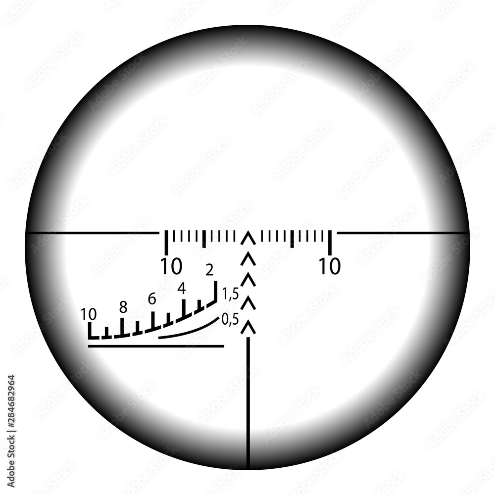 Realistic sniper sight with measurement marks. Sniper scope template ...