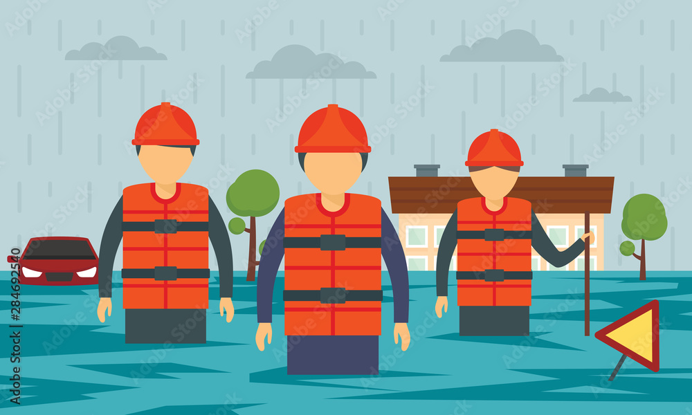 Flood concept banner. Flat illustration of flood vector concept banner ...