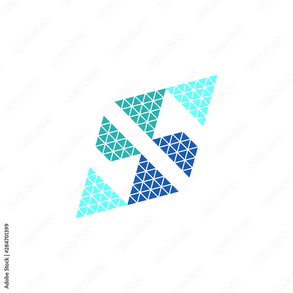 initial S letters with triangulation art style logo icon illustration ...