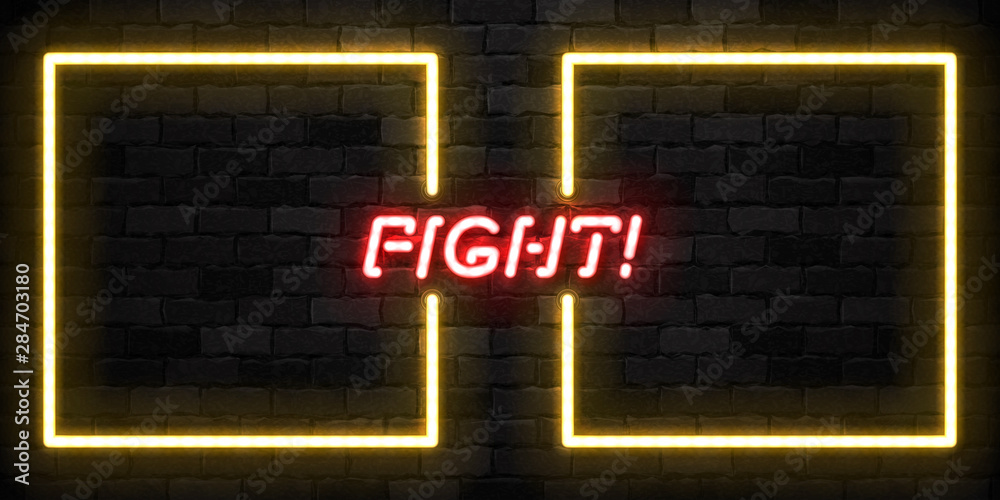 Vector realistic isolated neon sign of Fight frames logo for template ...