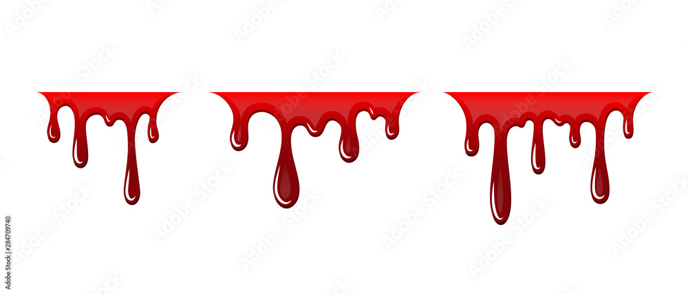 Blood drip 3D set. Drop blood isloated white background. Happy ...