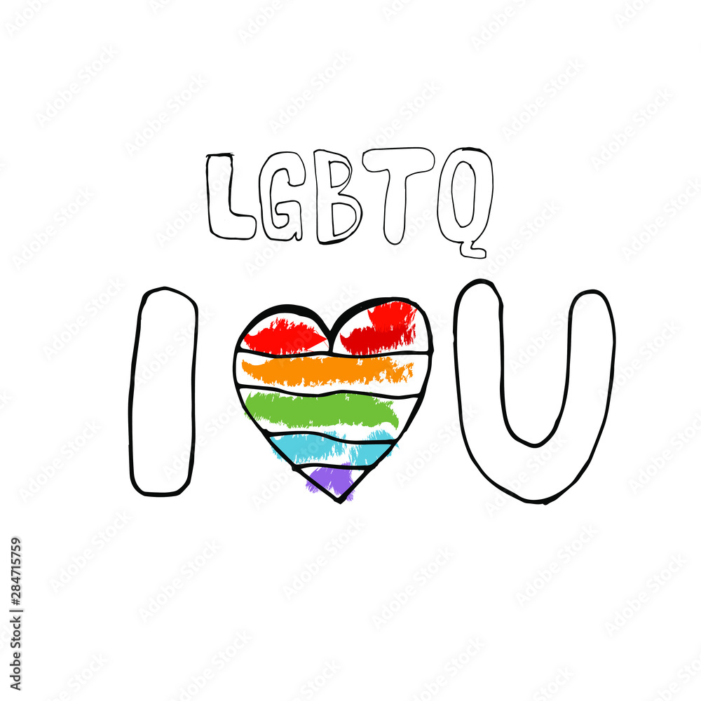 LGBT rainbow equality symbols. Love slogan. Love sign with rainbow lgbt ...