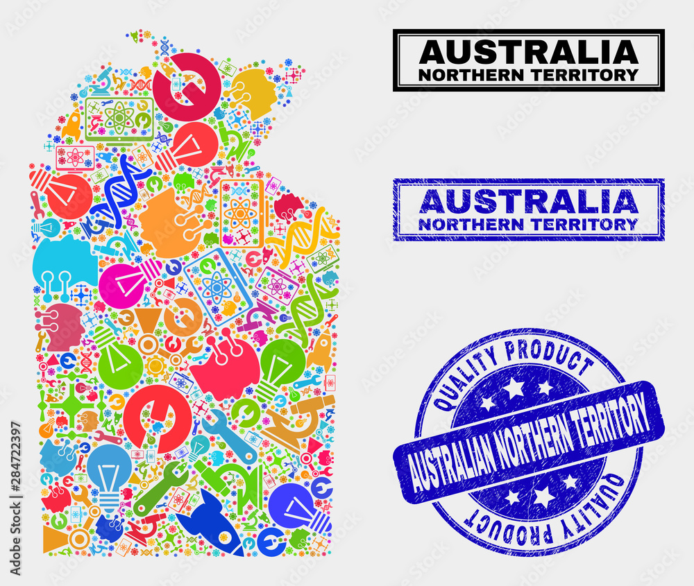 Vector combination of service Australian Northern Territory map and ...