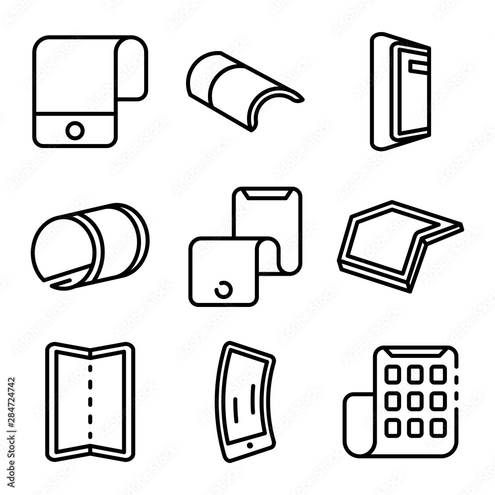 Flexible display icons set. Outline set of flexible display vector ... Flexible display icons set. Outline set of flexible display vector ...
