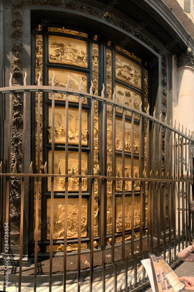 The Porta del Paradiso ("Gates of Paradise") in Florence; famous golden ...