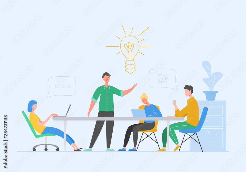 Business Meeting Teamwork Concept. Businessman and Woman Characters ...