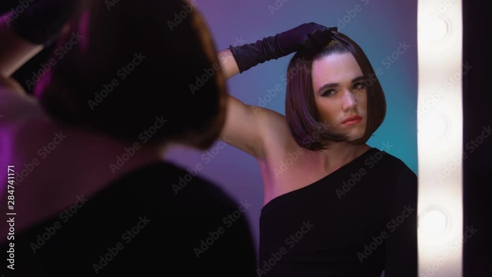 Upset trans man taking off wig, suffering depression loneliness, low ...