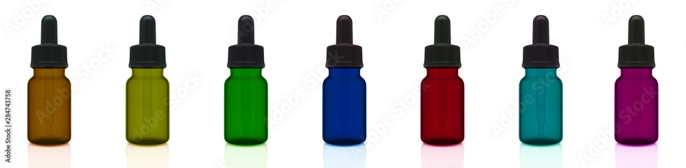 Glass jar with a dropper, pipette for administration of drugs in drops ...