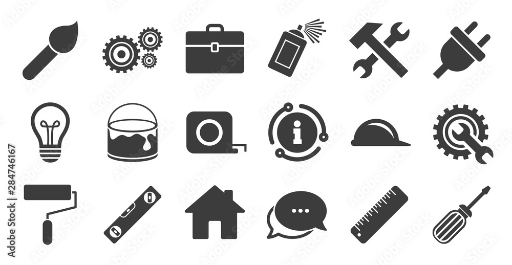 Set of Construction tools, Engineering and Repair icons. Information ...