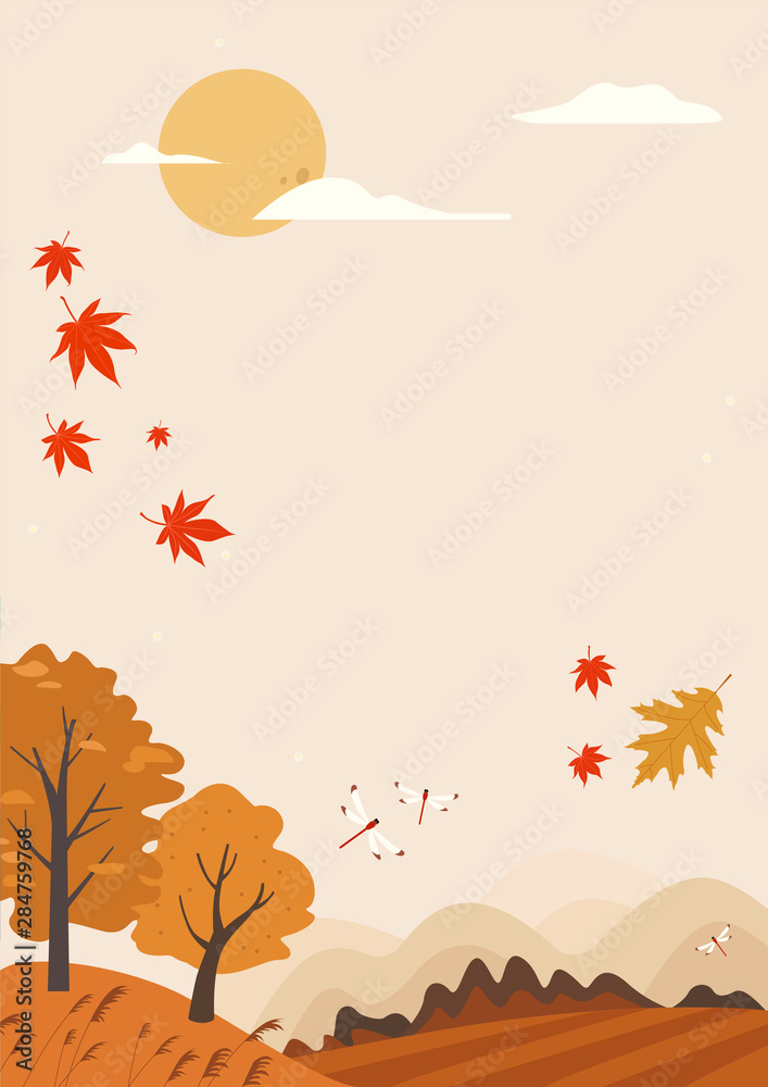 Korean traditional background. Mid autumn vector illustration. Stock ...