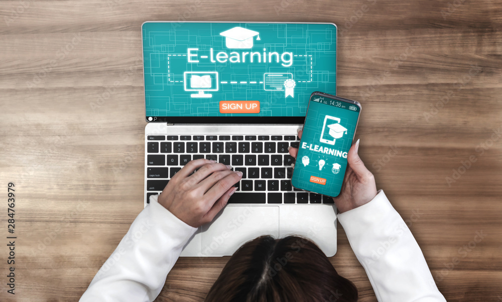 E-learning and Online Education for Student and University Concept ...